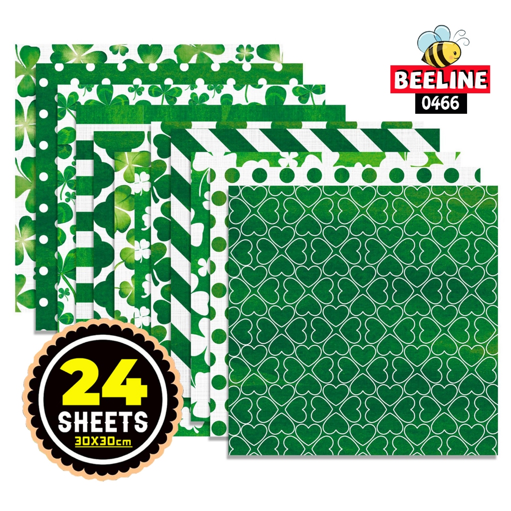 Beeline 24 Sheets Wrapping Paper 30cm Origami Clover Scrapbook Paper ...