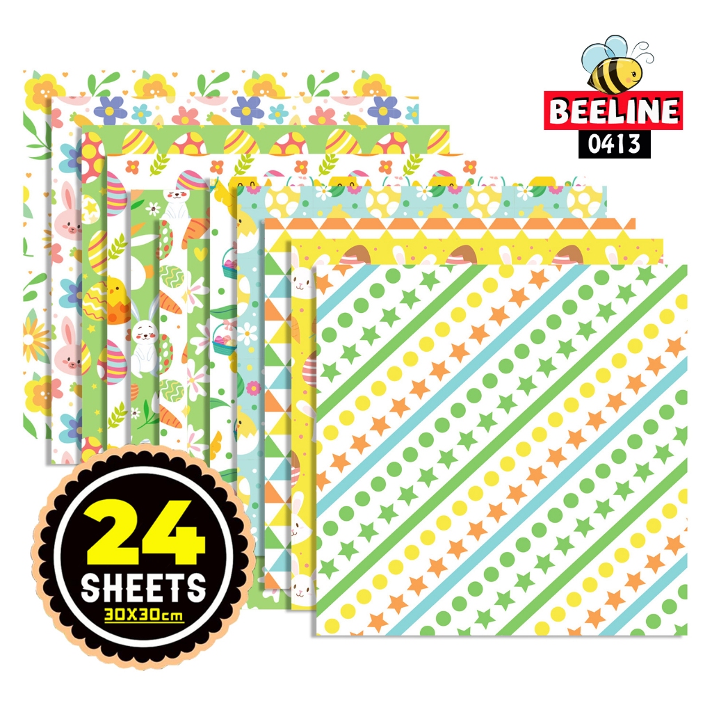 Beeline 24 Sheets Wrapping Paper 30cm Origami Easter Scrapbook Scrap ...