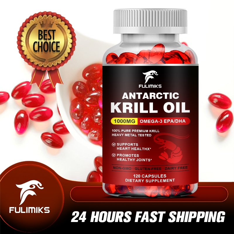 Antarctic Krill Oil Capsules -1000mg Omega 3 Supplement with EPA, DHA ...