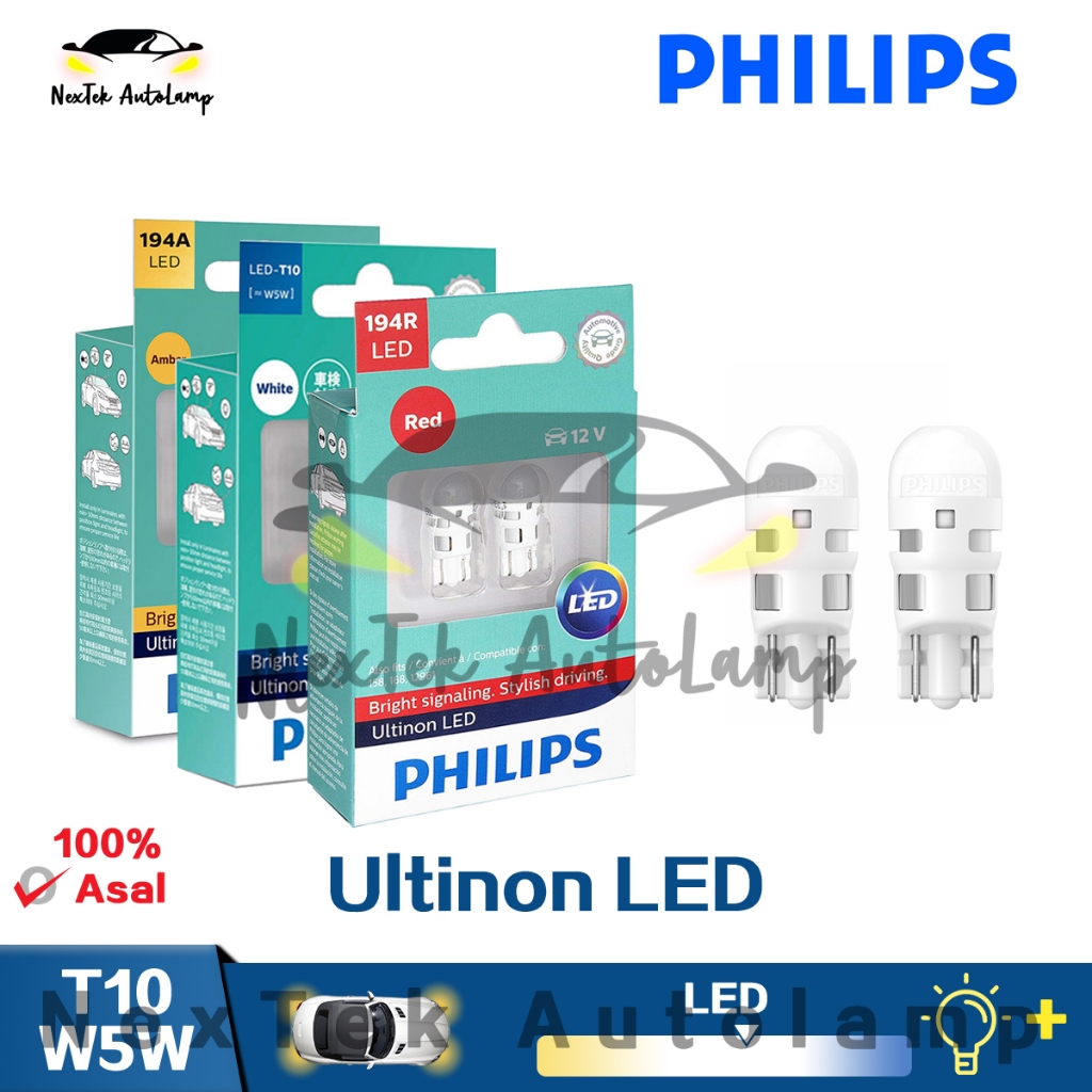Philips Ultinon LED T10 W5W 12V 6000K 4000K White Warm White Amber Red ...