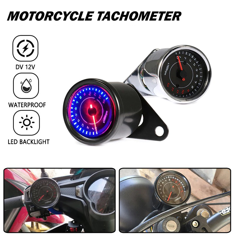 Rpm Meter 12V Universal Motorcycle Tachometer Meter Led Backlight 13k ...