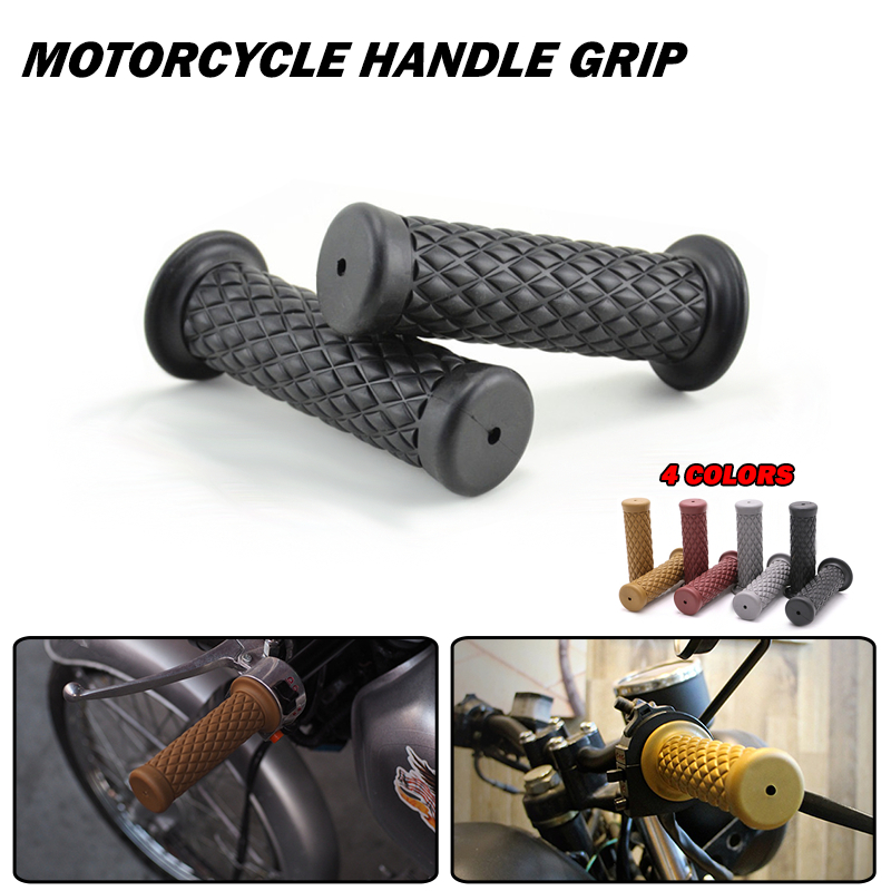 22mm/24mm Universal Motorcycle Rubber Handle Grip Retro Harley Style ...