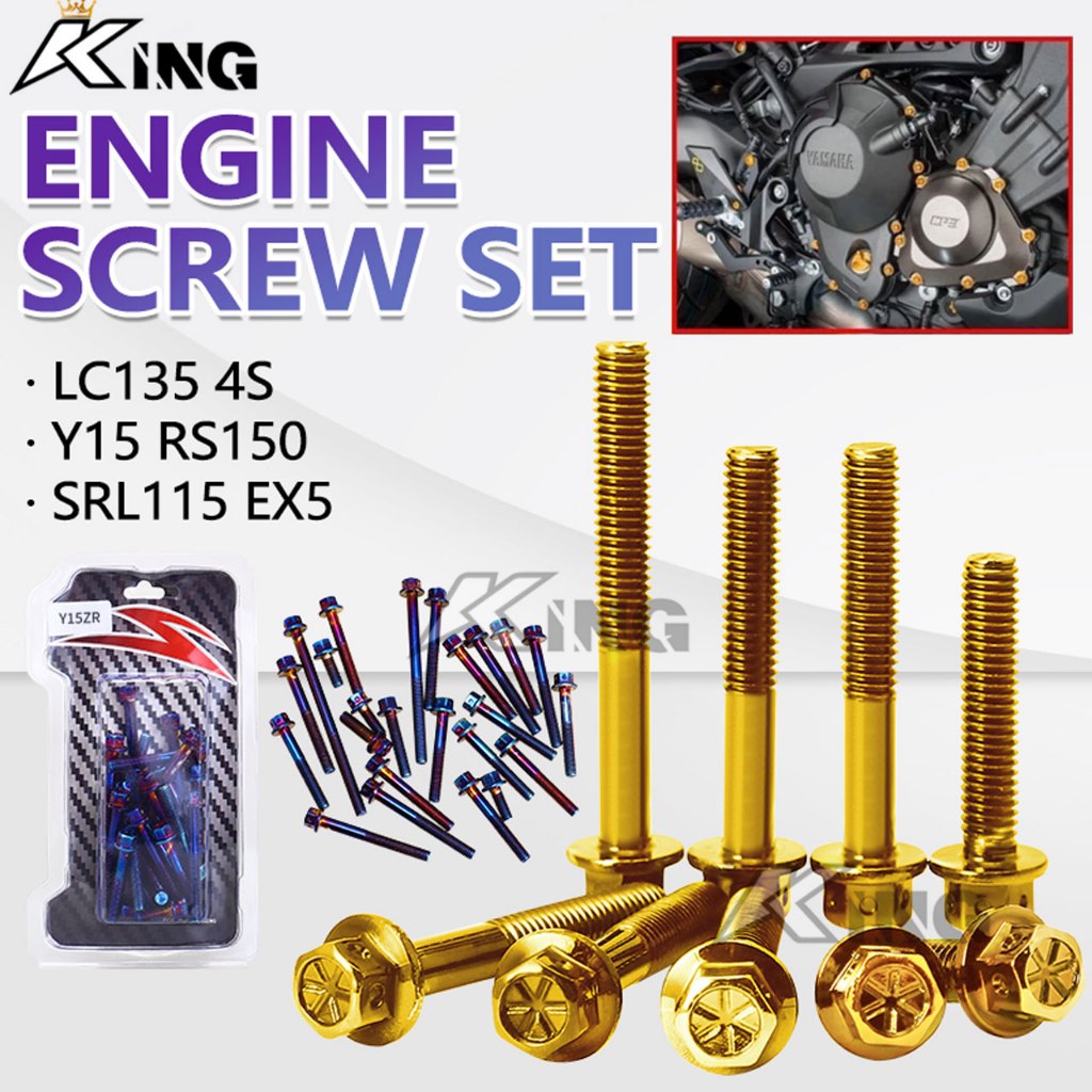 LC 135 Y15 ENGINE SKRU SET ENGINE SCREW TITANIUM GOLD LC135 4S LC135 V1-V8 Y15ZR V1 V2 RS150 ...