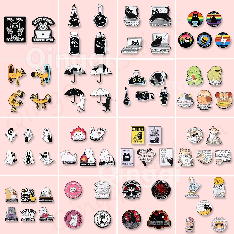 2-5/Pcs Set Anime Totoro Cat Brooch Cute Cat Brooches Funny Animal ...