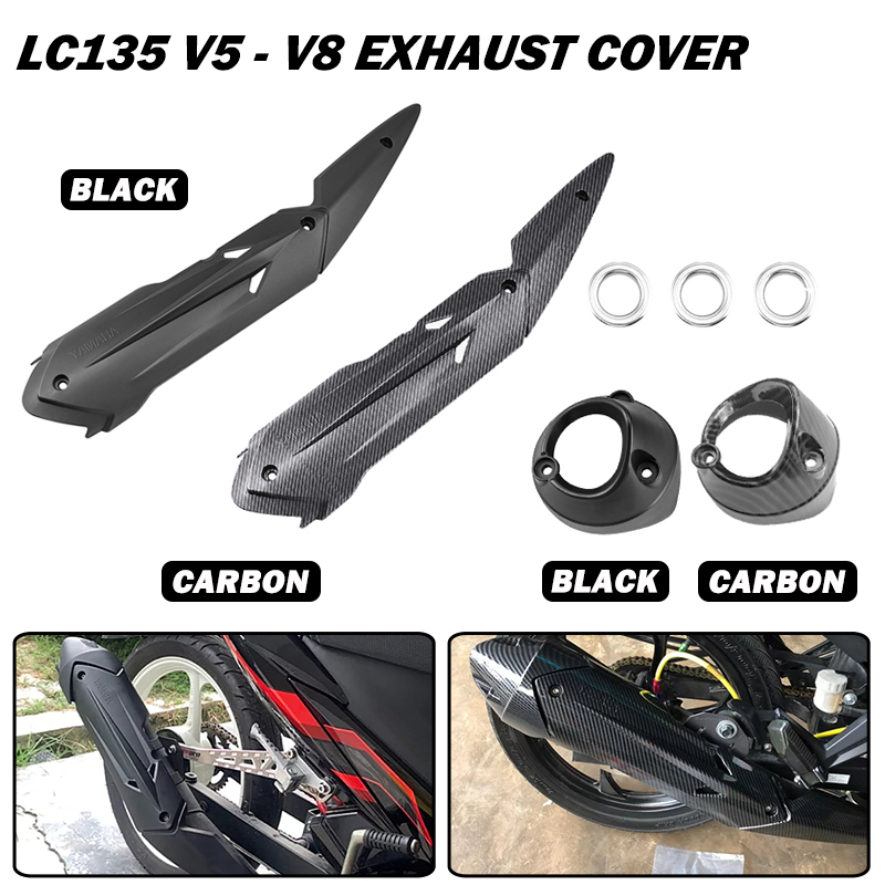 LC135 V5 - V8 Eksoz Cover Carbon/Black LC 135 V5 V6 V7 V8 Yamaha ...