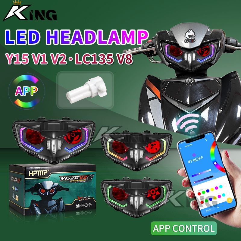 HPMP Y15 V2 LC135 V8 LAMPU DEPAN LED HEADLAMP RGB APP CONTROL NARUTO SINGLE DEVIL EYES BLUETOOTH ...