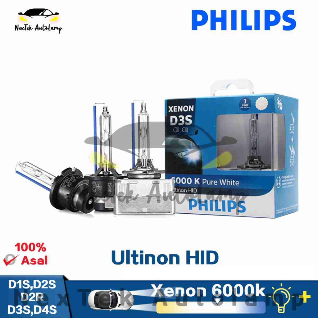 Philips Ultinon HID D1S D2S D2R D3S D4S D4R 35W 6000K Cool White Light ...