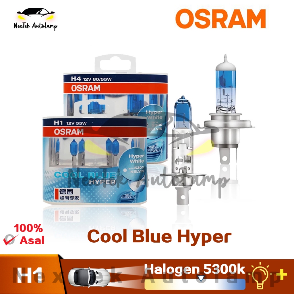 OSRAM Cool Blue Hyper H1 H4 H7 H11 HB3 HB4 12V 5300K White Light Car ...