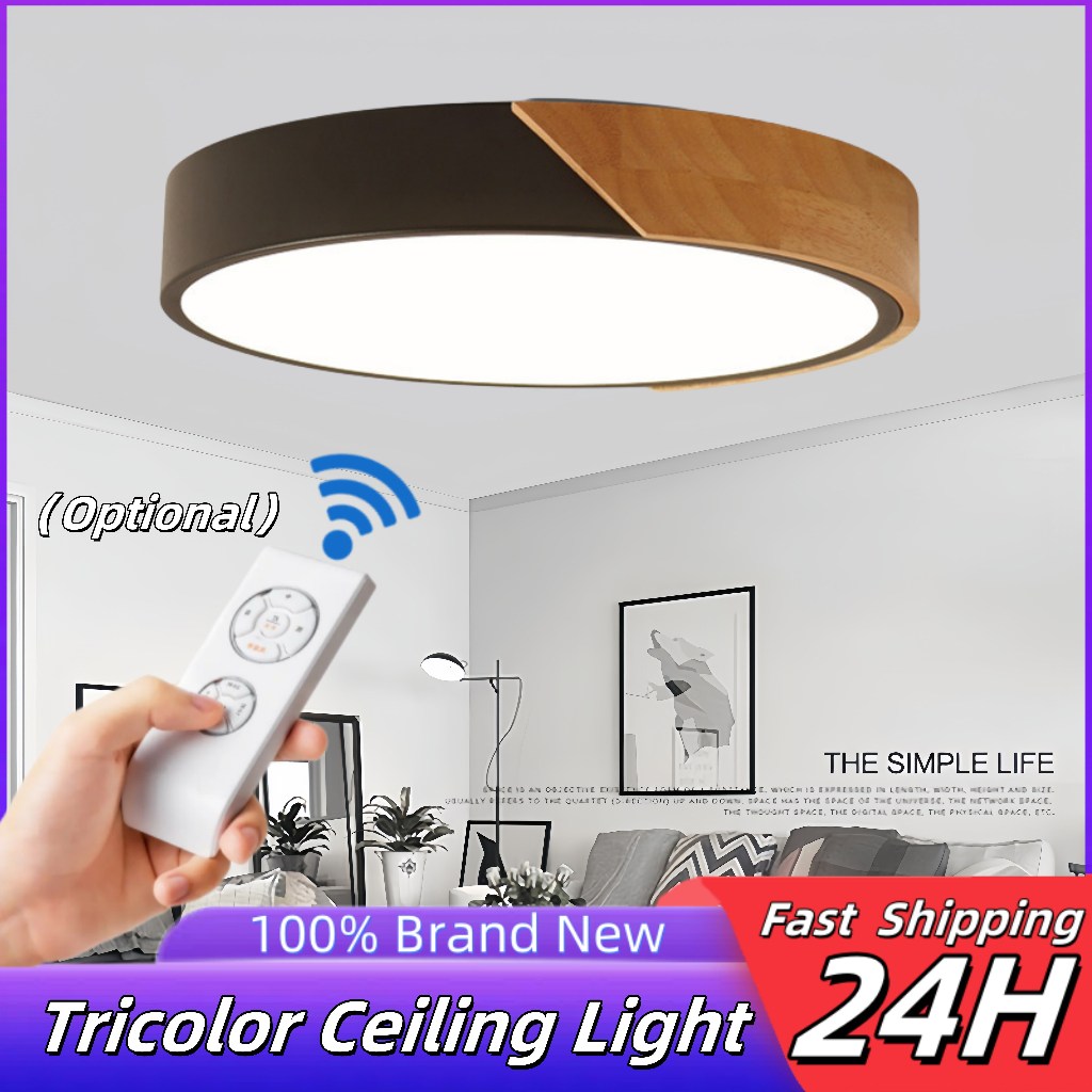 Nordic 23/30/40CM Lampu Siling Bilik Tidur Tricolor Dimming Lampu ...