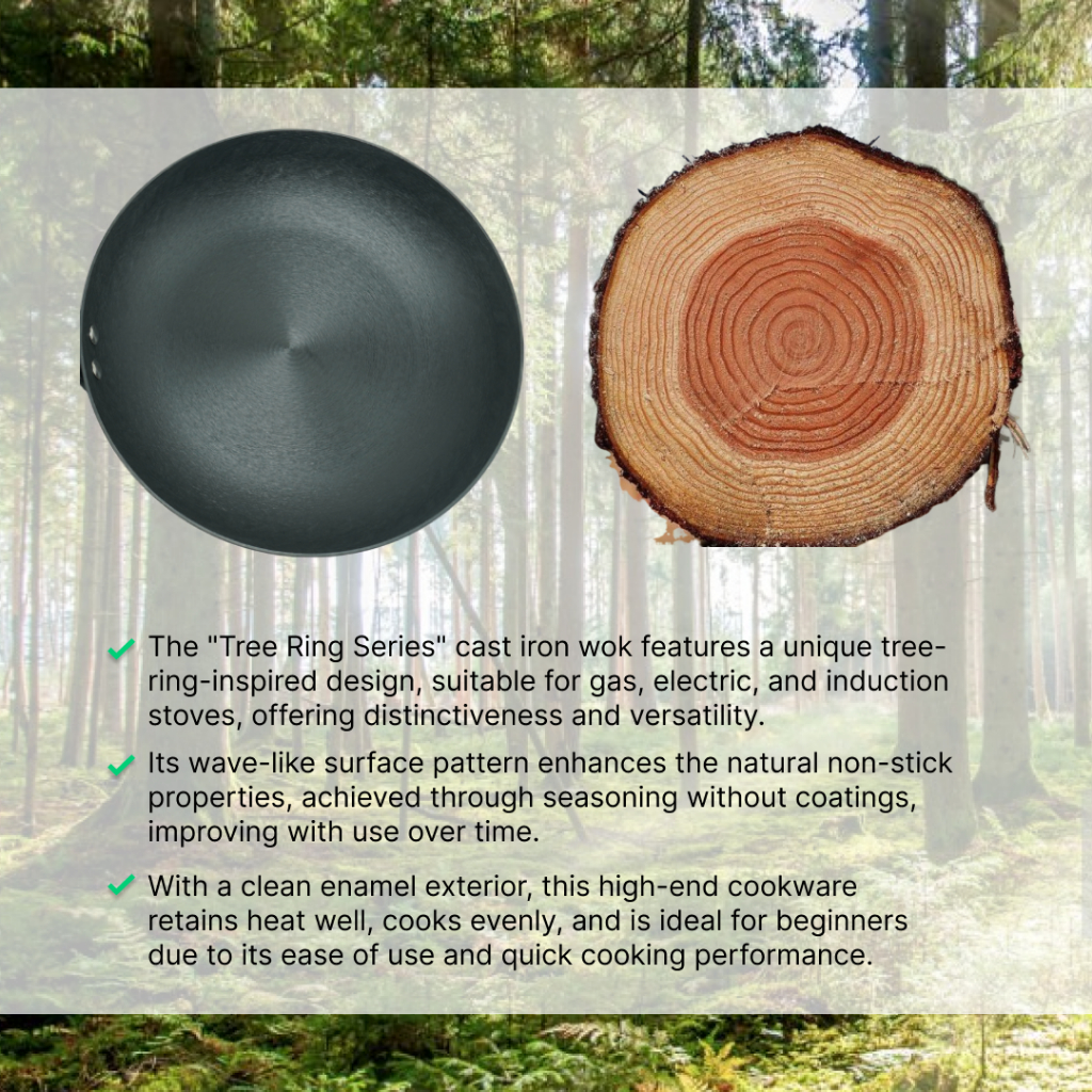 Tree Ring Nitrogen Cast Iron Uncoated Non-stick Wok Frying Pan 20cm ...