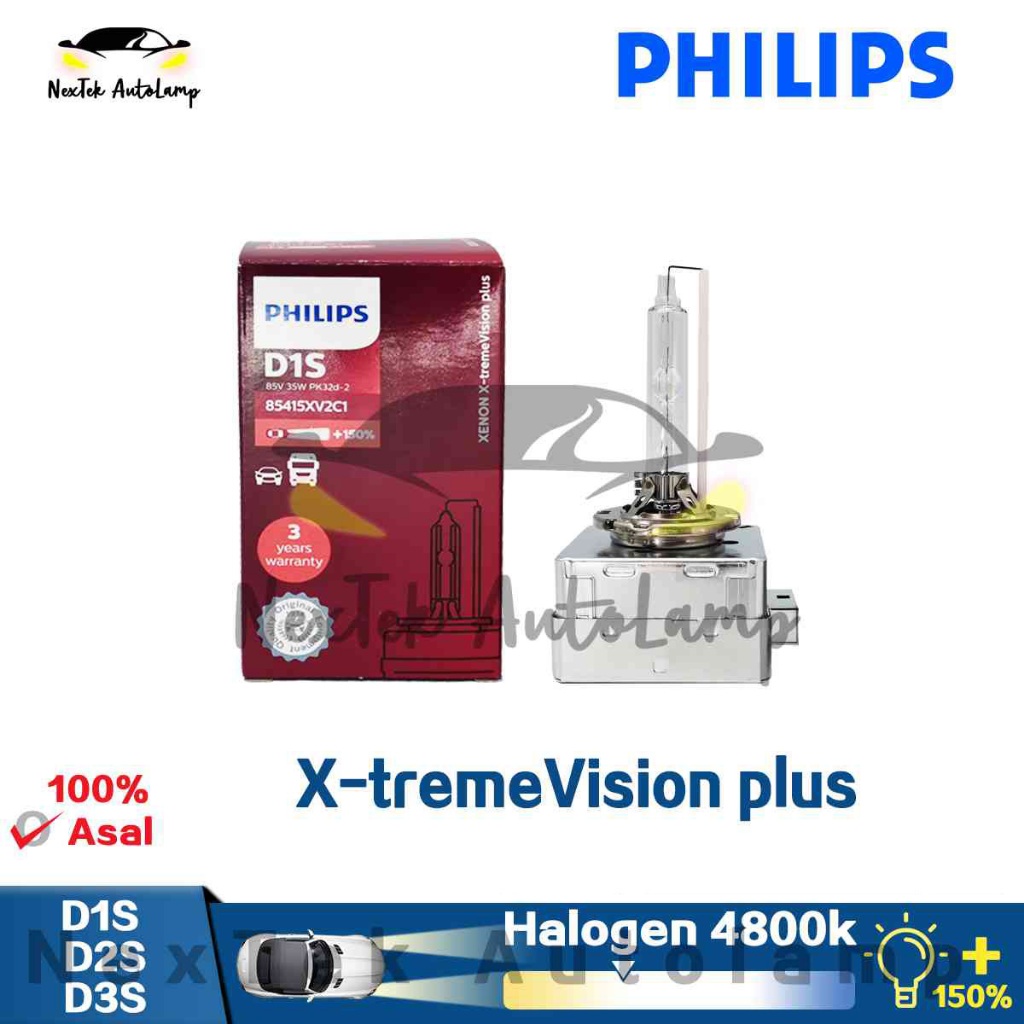 Philips Xenon X-tremeVision Plus D1S D2S D3S 4800K 35W Brightening +150 ...