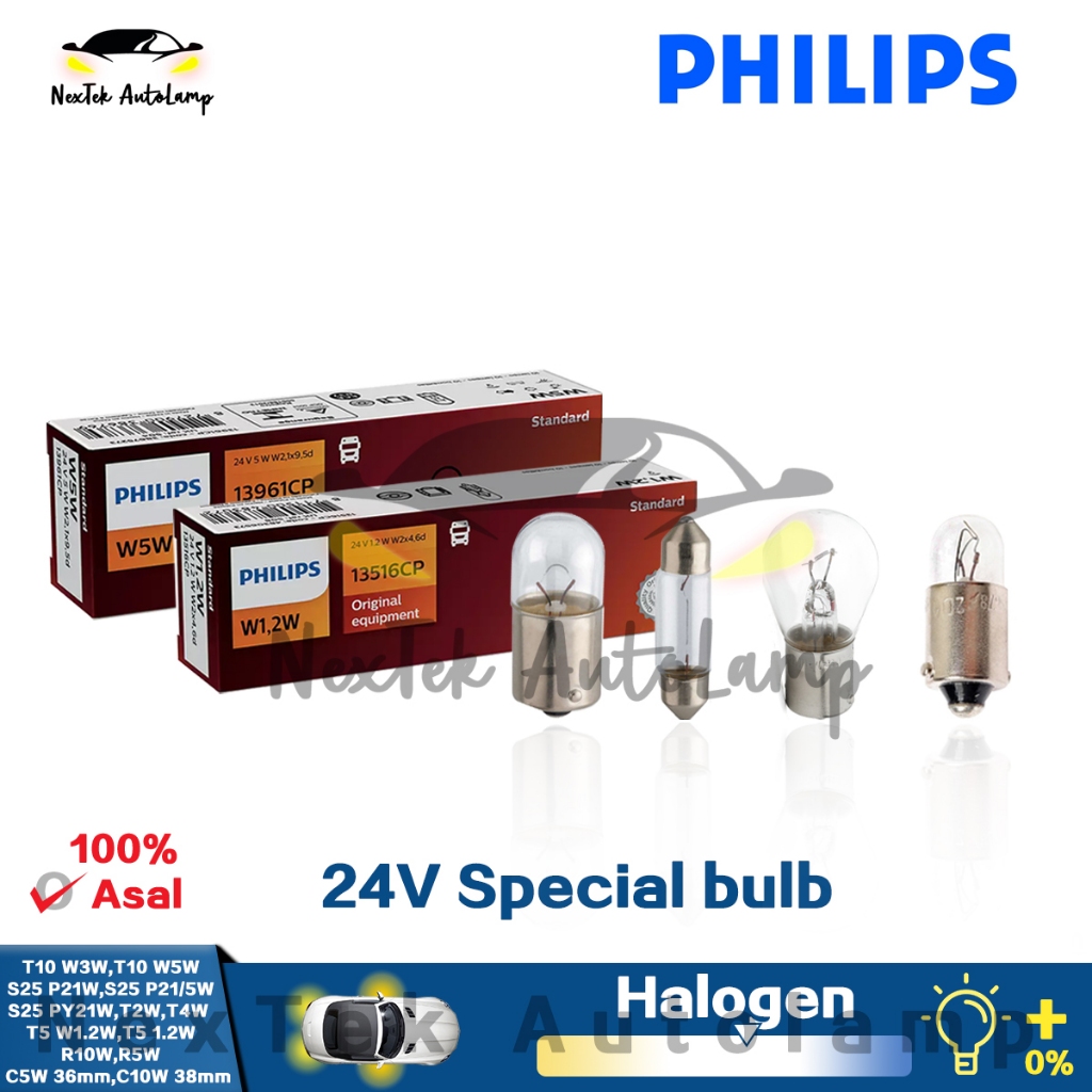 Philips T10 S25 T2W T4W T5 R5W R10W C5W 24V Standard Halogen Lamp Original Truck Signal Turn ...