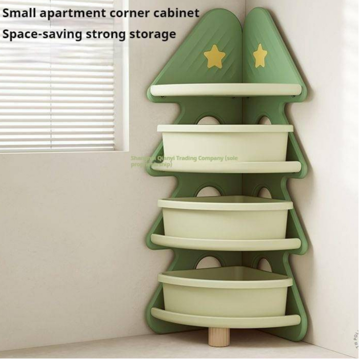 Children Storage Cabinet Corner Bookshelf Christmas Tree Storage Rack ...