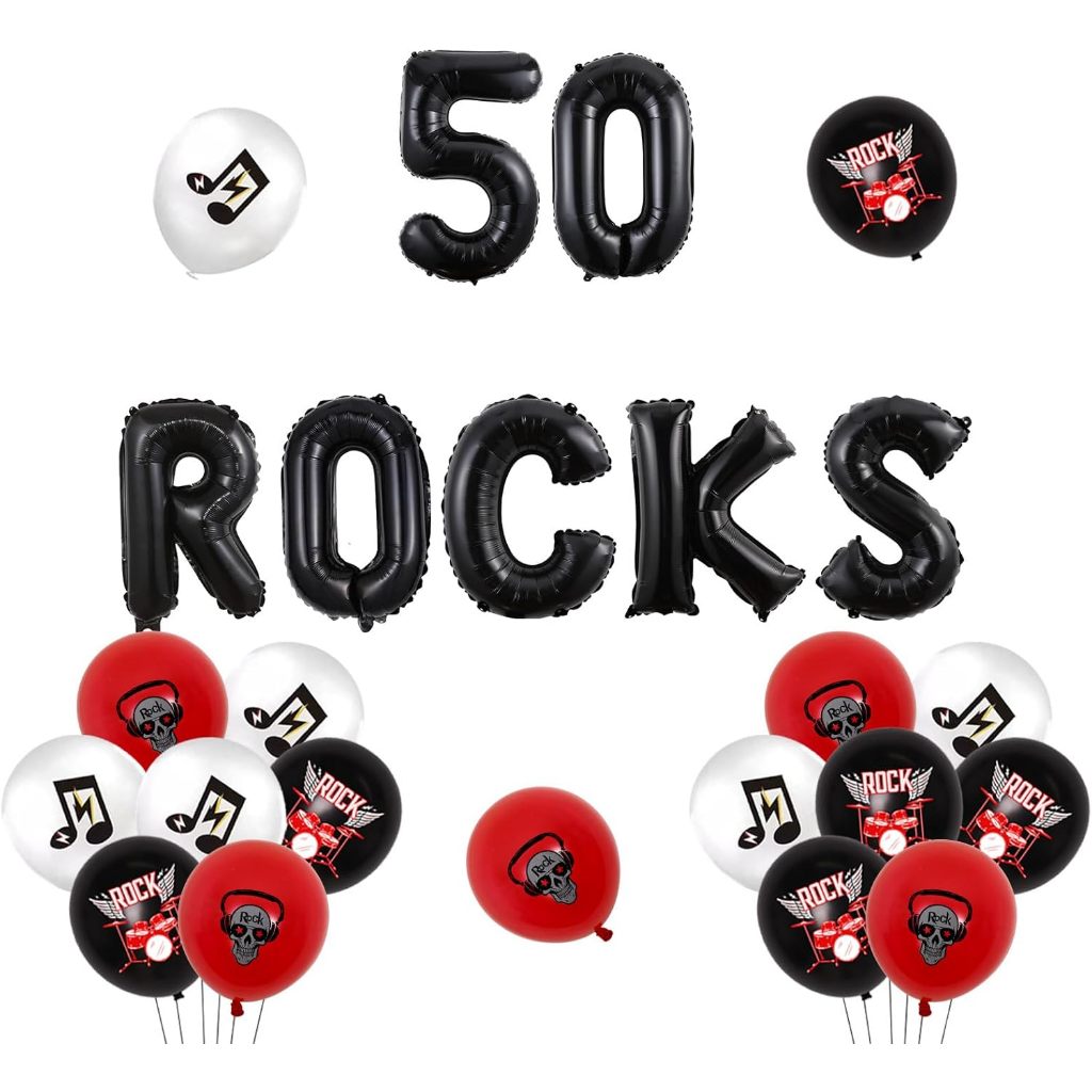 NIVVINE Rock and Roll 50th Birthday Party Decorations Red and Black 50 ...