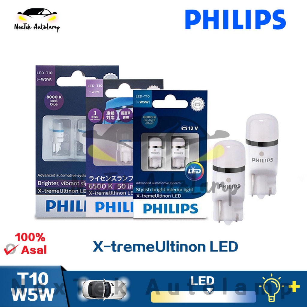 Philips X-treme Ultinon LED T10 W5W 6000K 6500K 8000K White light Blue ...