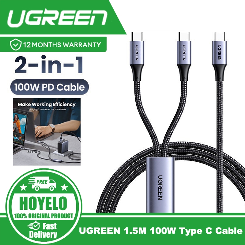 UGREEN 1.5M 100W Type C Cable 2-in-1 Fast Charging Cord | Shopee Malaysia
