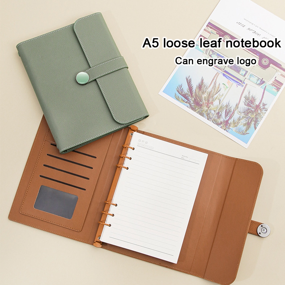 (Logo engraving possible) A5 buckle student notebook, business leather ...