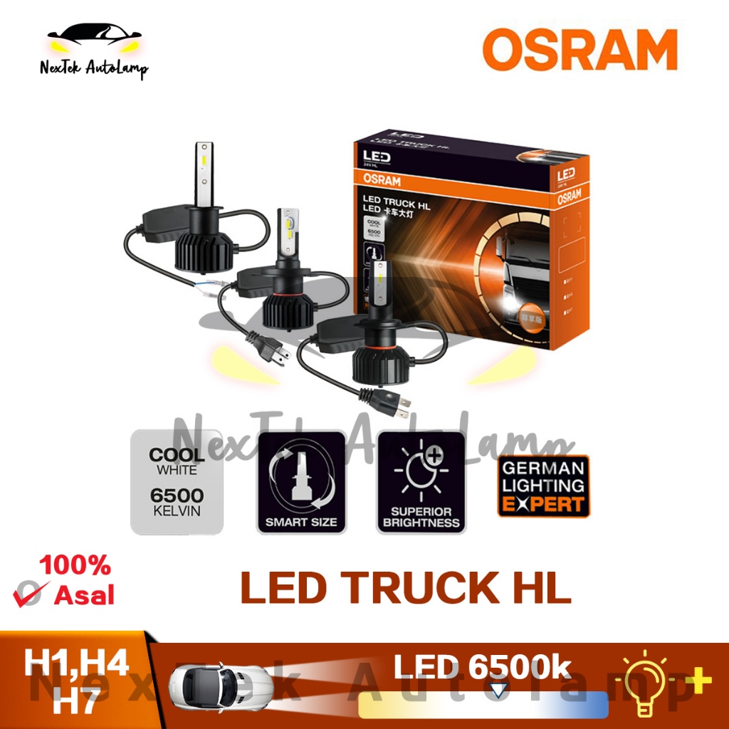 OSRAM TRUCK HL LED H1 H4 H7 24V 45W 6500K Super Bright White Light ...