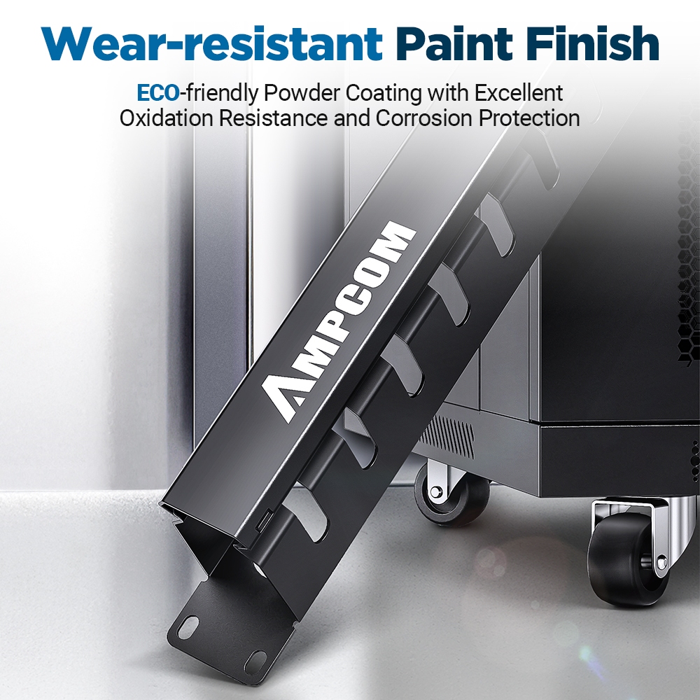 AMPCOM 1U Rack Mount Cable Management 19 inch, 12/24 Slot Metal Finger ...