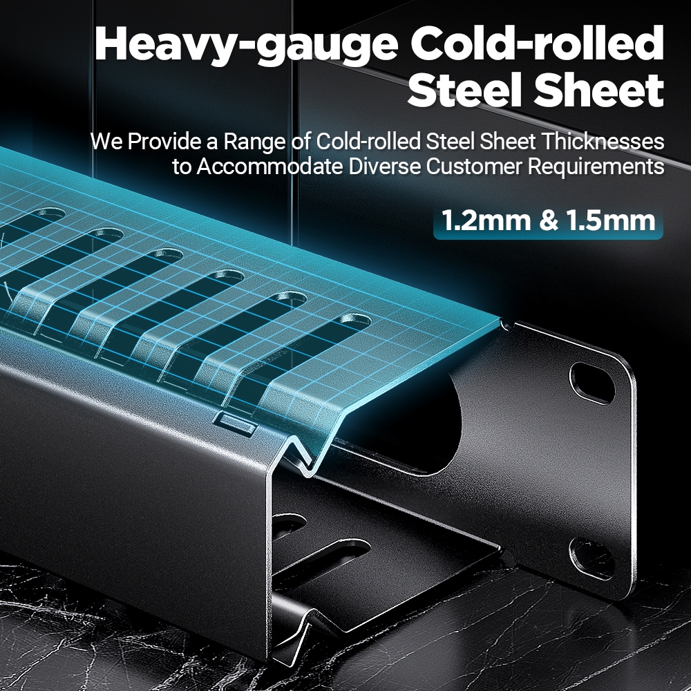 AMPCOM 1U Rack Mount Cable Management 19 inch, 12/24 Slot Metal Finger ...