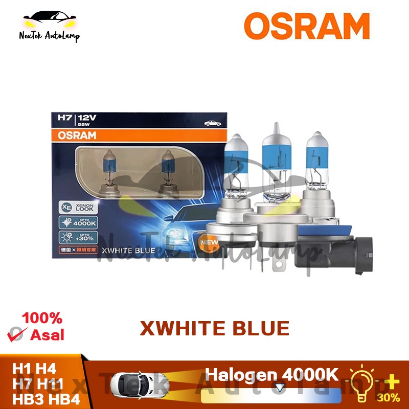 OSRAM XWHITE BLUE H1 H4 H7 H11 HB3 HB4 12V 4000K Brightening +30% Warm ...