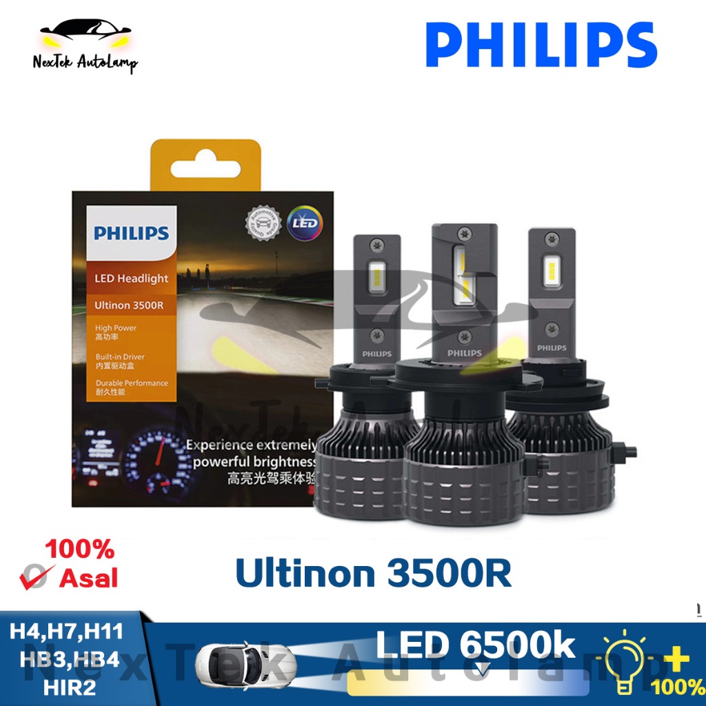Philips Ultinon 3500R LED H4 H7 H11 HB3 HB4 HIR2 30W 2600LM 6500K White Light High Power High ...