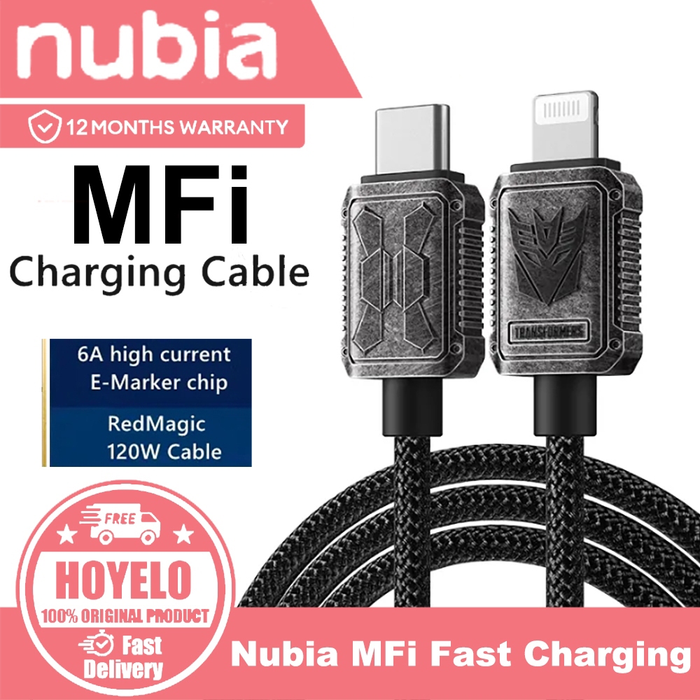 Nubia RedMagic 120W/20W Fast Charging Data Cable 6A High Current Flash ...