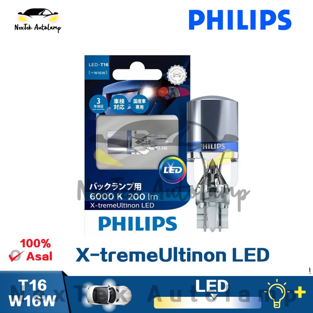 Philips X-treme Ultinon LED T16 T15 W16W 6000K Bright White Light Car ...