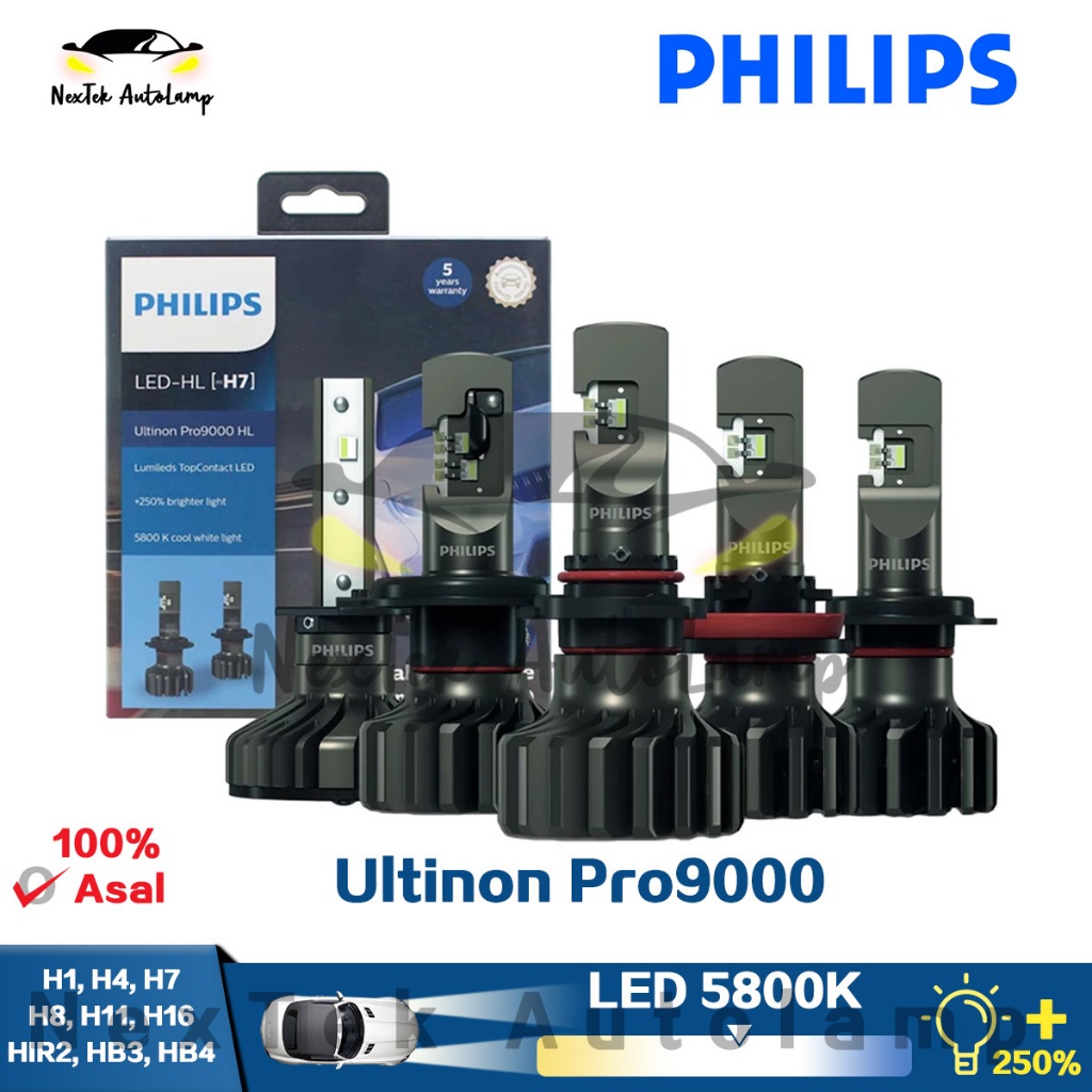 Philips Ultinon Pro9000 HL LED H1 H3 H4 H7 H8 H11 H16 HB3 HB4 HIR2 12V ...