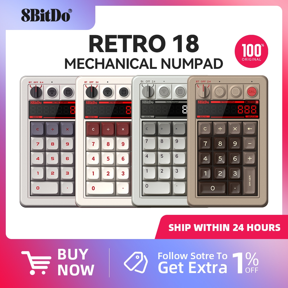 8Bitdo - Retro18 mechanical numeric keypad counter, two in one, third ...