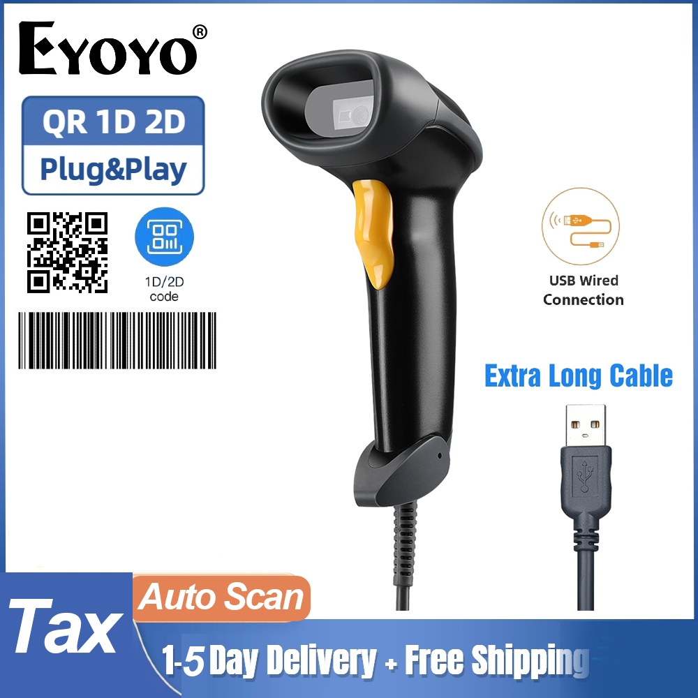 Eyoyo Handheld 1D CCD Scan 2D Barcode Scanner USB Wired QR Bar Codes ...