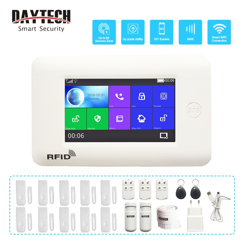 Daytech 4G WIFI GSM Alarm System Tuya App Touch Screen Smart Home Security Anti-theft TA03 ...