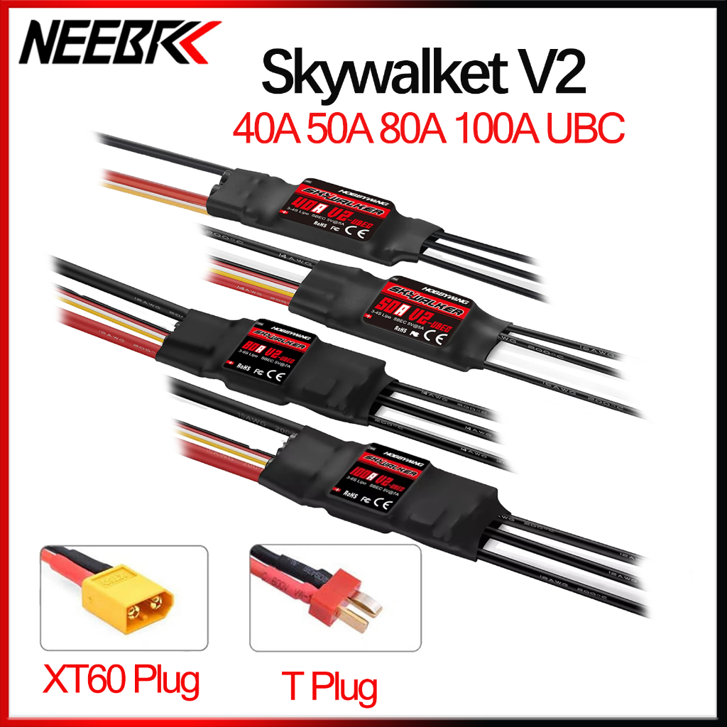 HOBBYWING SKYWALKER 40A 50A 80A 100A V2 ESC Speed Controller With UBEC T/XT60 Plug For RC Fixed ...