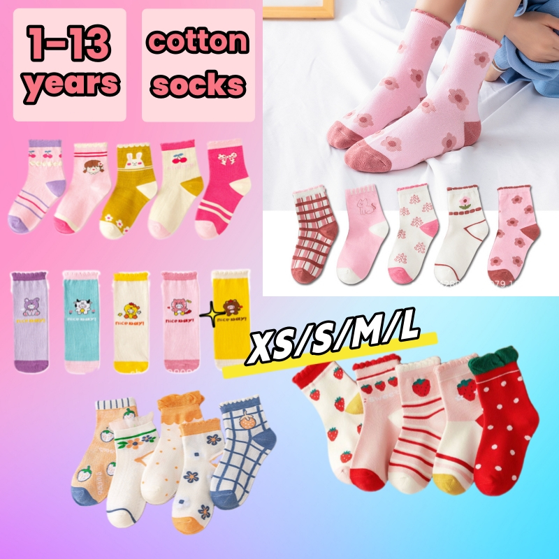 1-13 years old stokin budak perempuan kids socks girl pure cotton socks ...