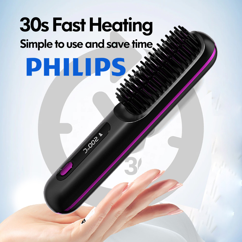 PHILIPS Straightener Comb Wireless Electric Ionic Hair Women Electric ...