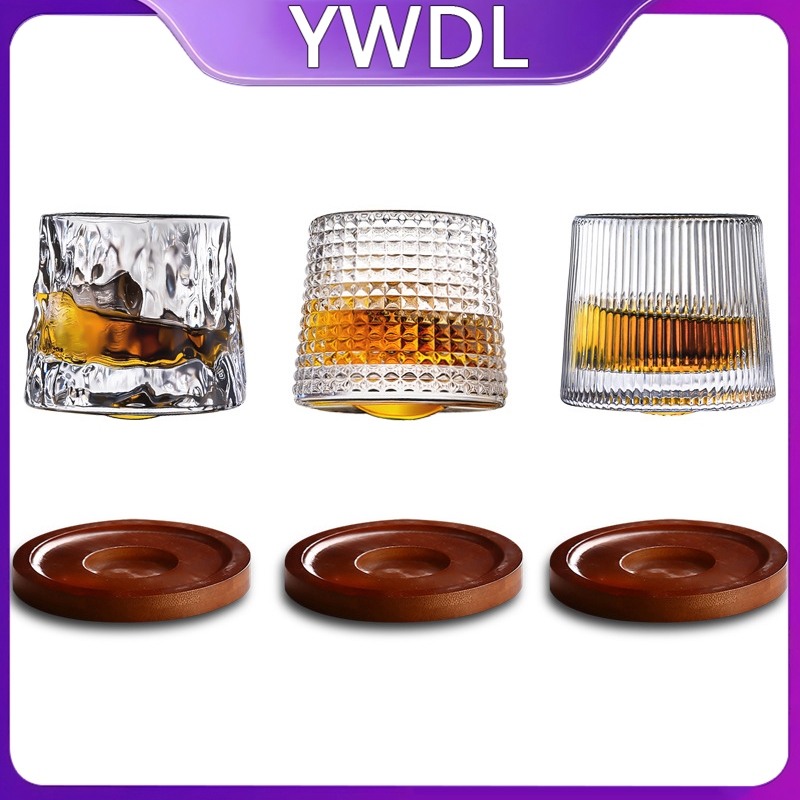 360 ° Rotatable Whiskey Glass Clear Wine Glass Cup For Cocktail Party ...