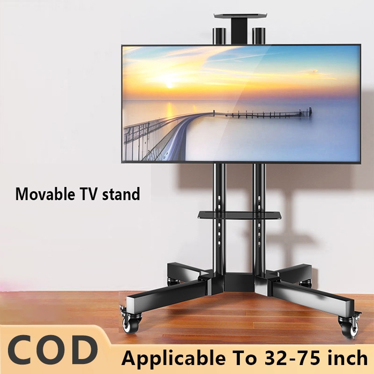 32-75 inch Mobile TV Stand Adjustable Height TV Bracket Cart Trolley ...