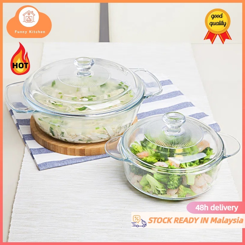 Ready stock Tempered Glass Bowl Mangkuk hidang Kaca Serving with lid ...