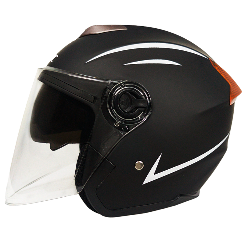 Half Helmet Motorcycle Helmet with Double Lens Motor Helmet Topi ...