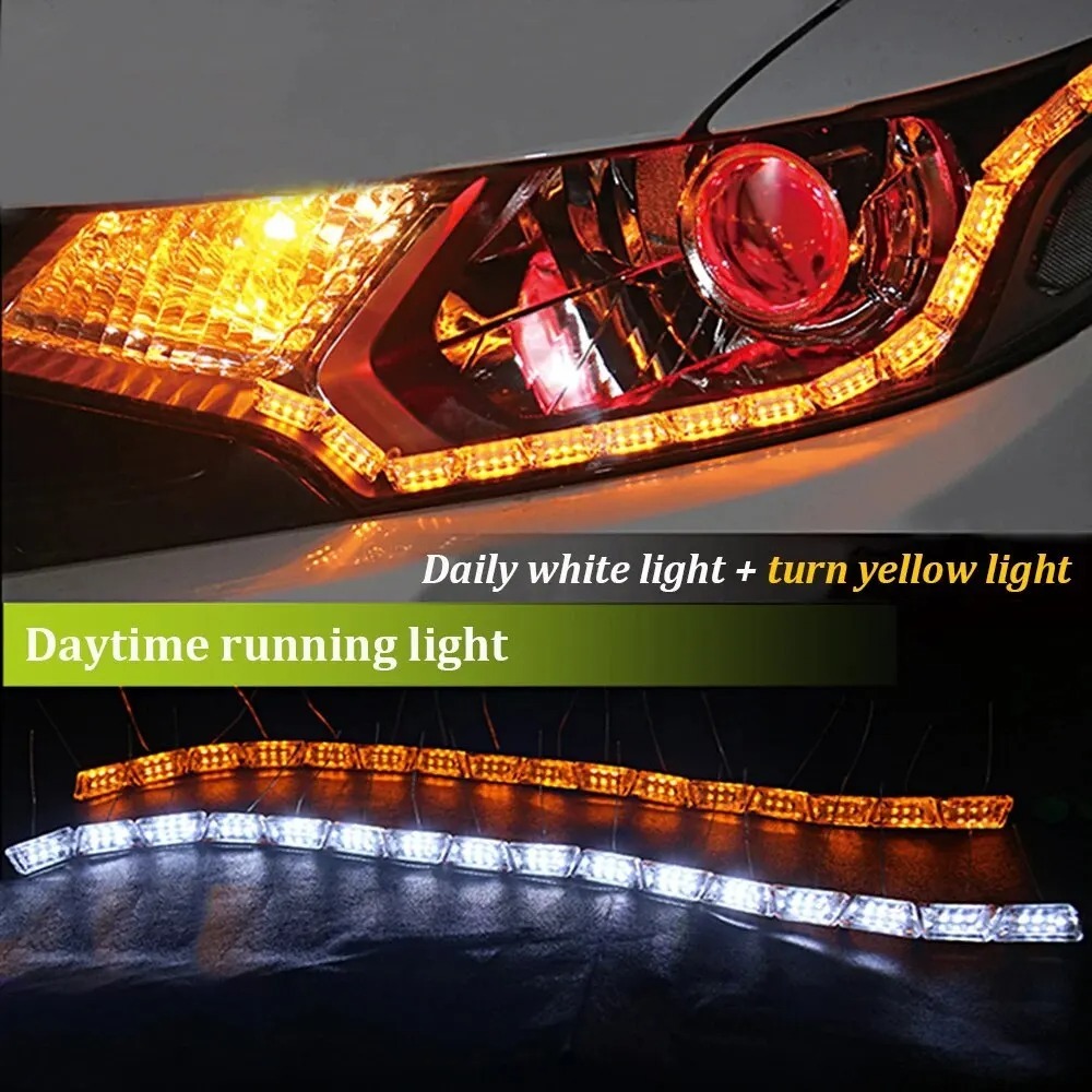 1pair 12V Flowing Crystal DRL LED Daytime Running Light Flexible LED ...