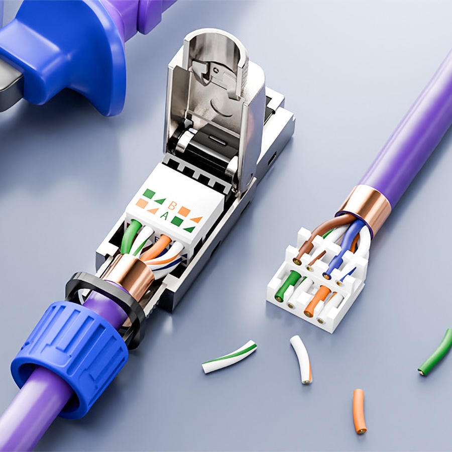 10-Pack CAT8 TOOLLESS RJ45 CONNECTORS,Shielded Ethernet Termination ...