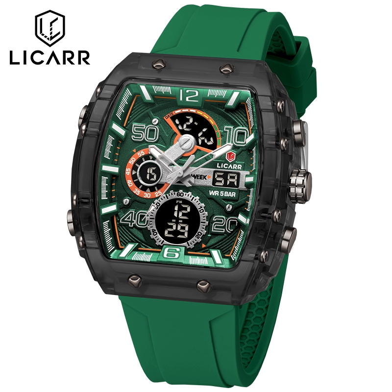 LICARR Brand Fashion Men's Watch Double Display Waterproof Trend ...