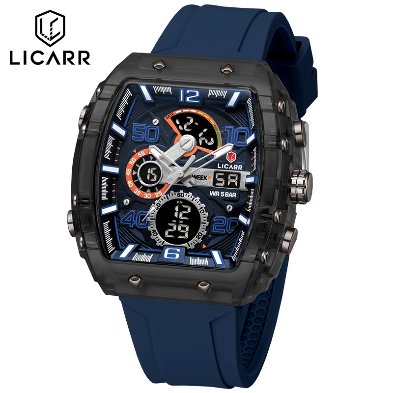 LICARR Dual Display Waterproof Trend Simple Sports Men's Watch Brand ...