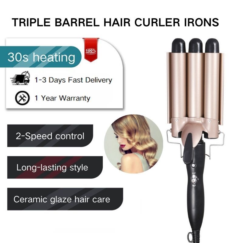 Professional Hair Curling Iron Ceramic Triple Barrel Hair Curler Irons Hair Wave Waver Styling ...