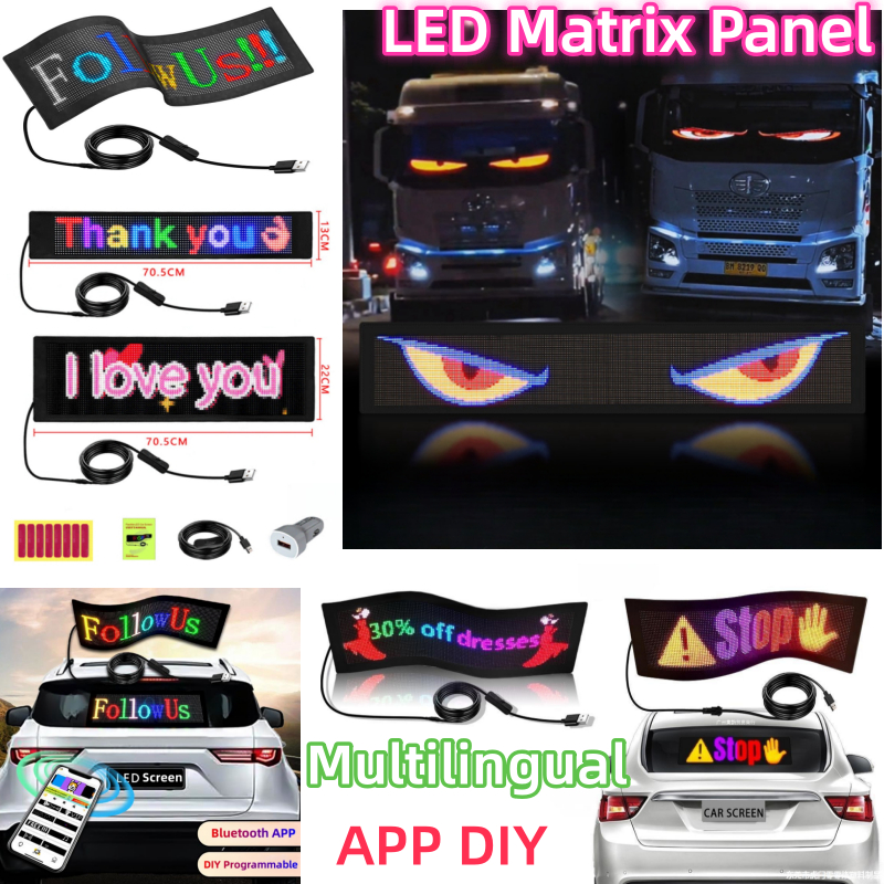 Flexible LED Car Message Display RGB LED Matrix Panel Bluetooth APP ...
