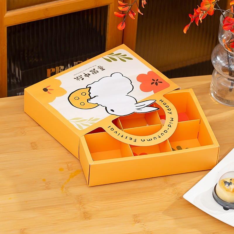 Moon Cake Packing Gift Box 4 / 6 Grid Cartoon Box Mid-Autumn DIY Cookie ...