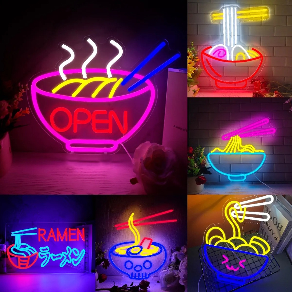 Ramen Neon Sign Led Neon Lights for Wall Decor Noodle Light Up Signs ...