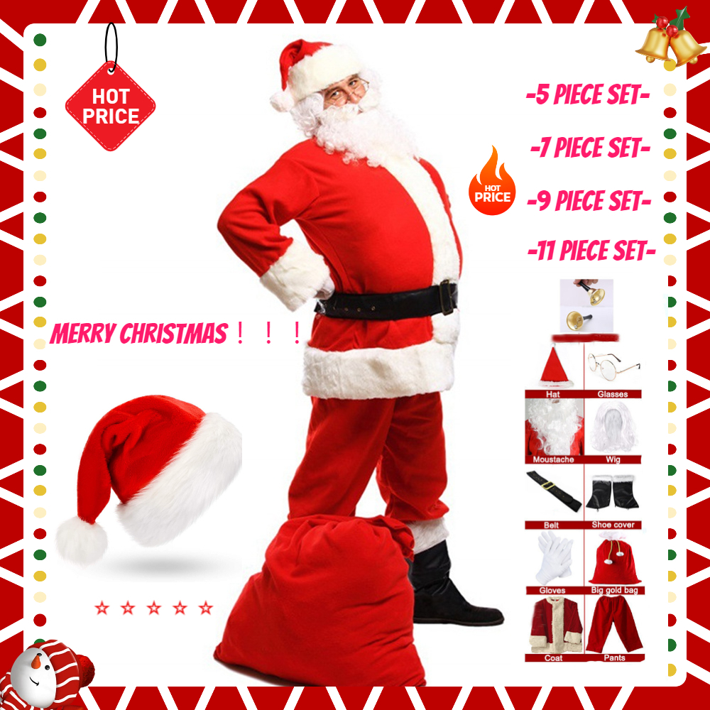 【現貨速發】Santa Claus Costume Men's Adult Outfit Christmas Party Outfit ...