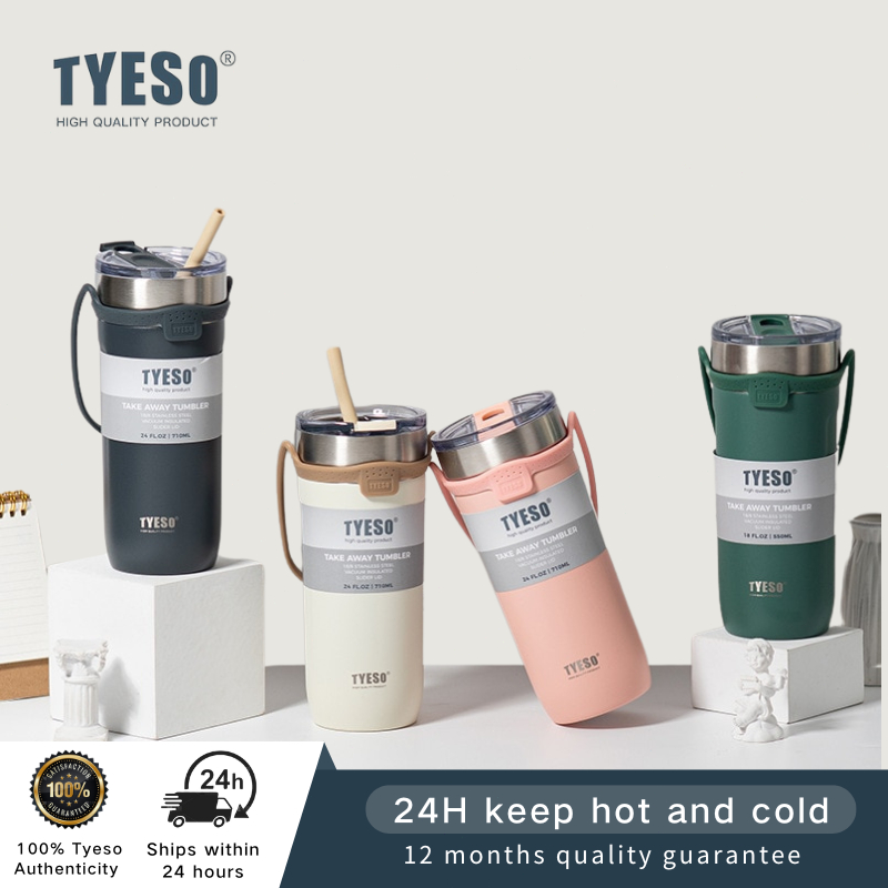 Tyeso Tumbler Stainless Steel Insulated Vacuum Thermos Coffee Mug Water Bottle Handle 550ML ...