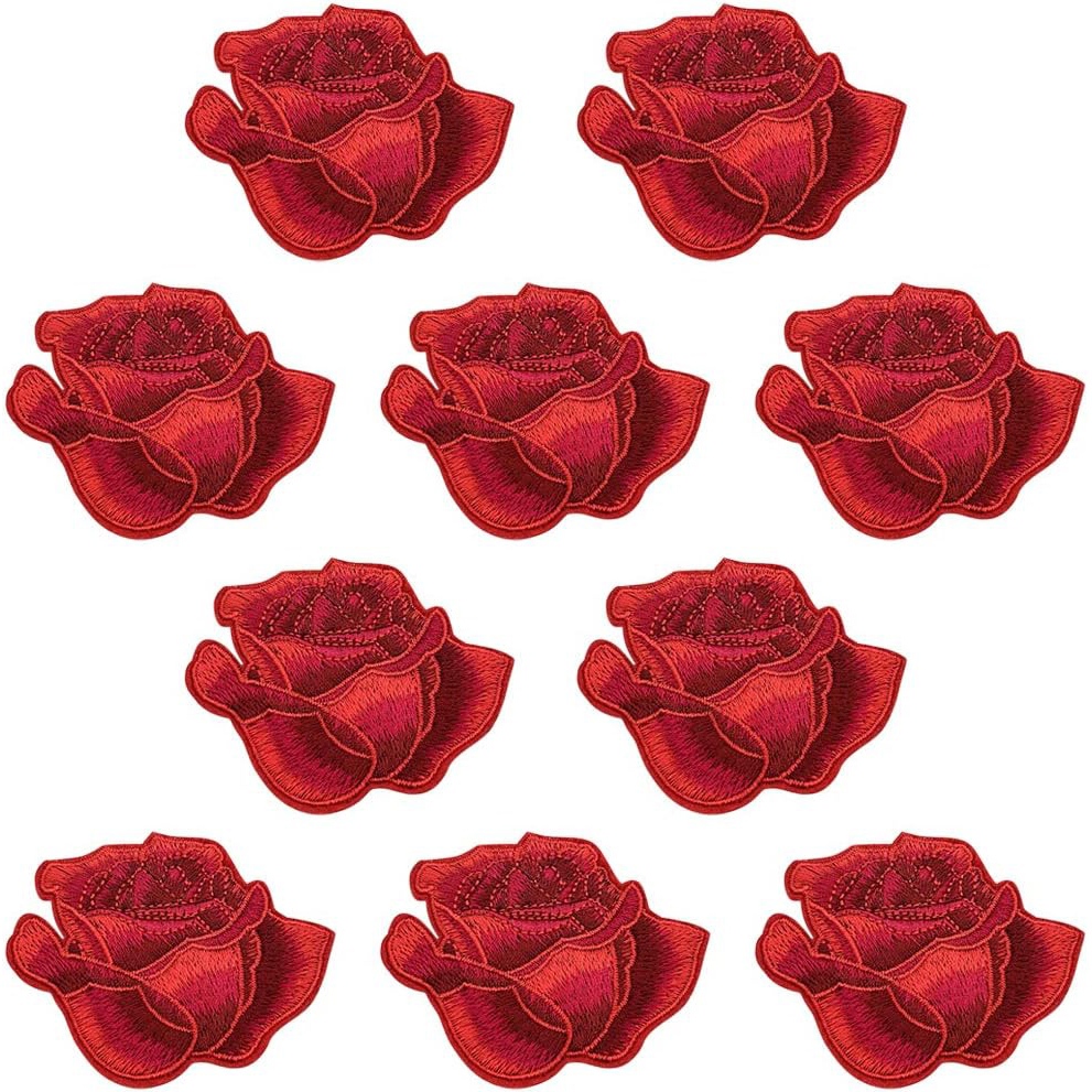 5Pcs Red Rose sticker Patches For Clothes Hats Shoes DIY Embroidered ...
